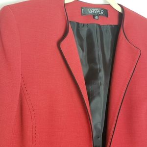 Kasper | Jackets & Coats | Kasper Womens Red Blazer With Shoulder Pads ...